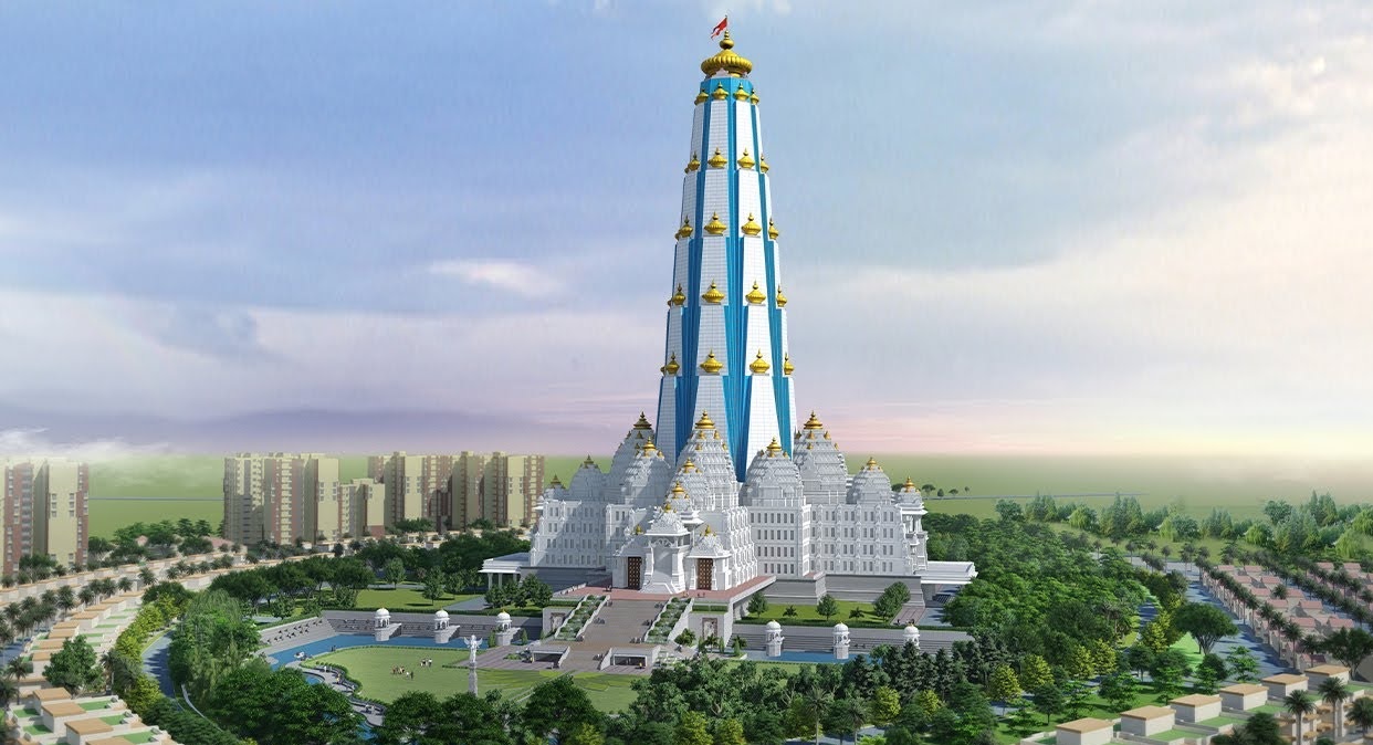 Chandrodaya Temple being built Vrindavan compete Dubai Burj Khalifa ...